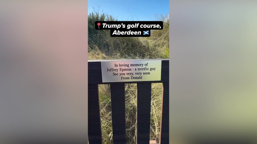 Jeffrey Epstein memorial plaque placed at Trump’s Aberdeen golf course