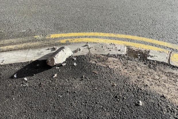 'Killer kerb' partly destroyed as car transporter scrapes it to pieces