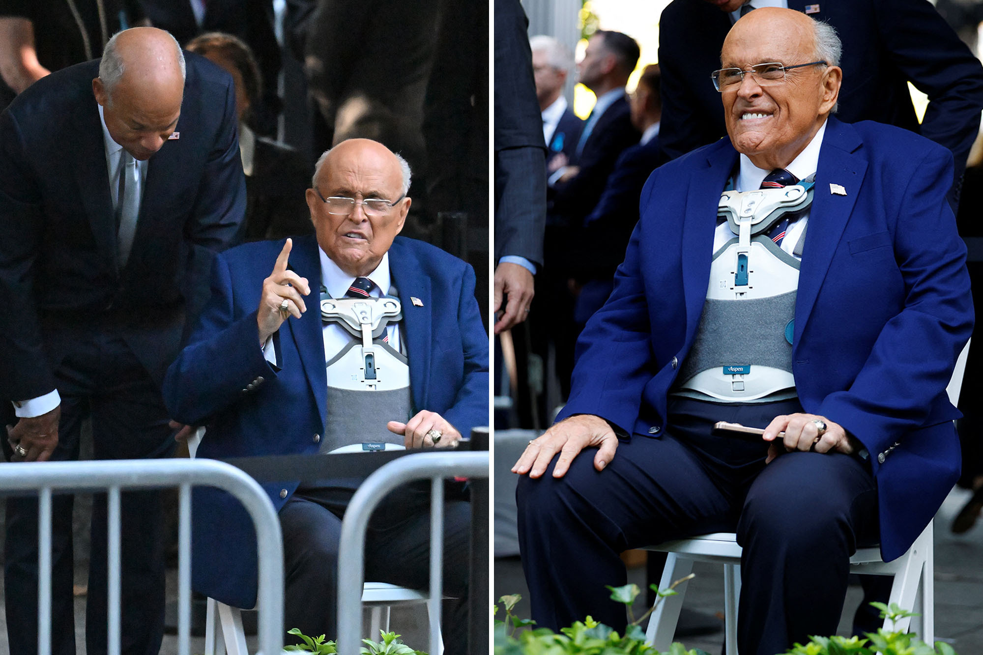 Rudy Giuliani arrives at Ground Zero for 9/11 ceremony in wheelchair ...