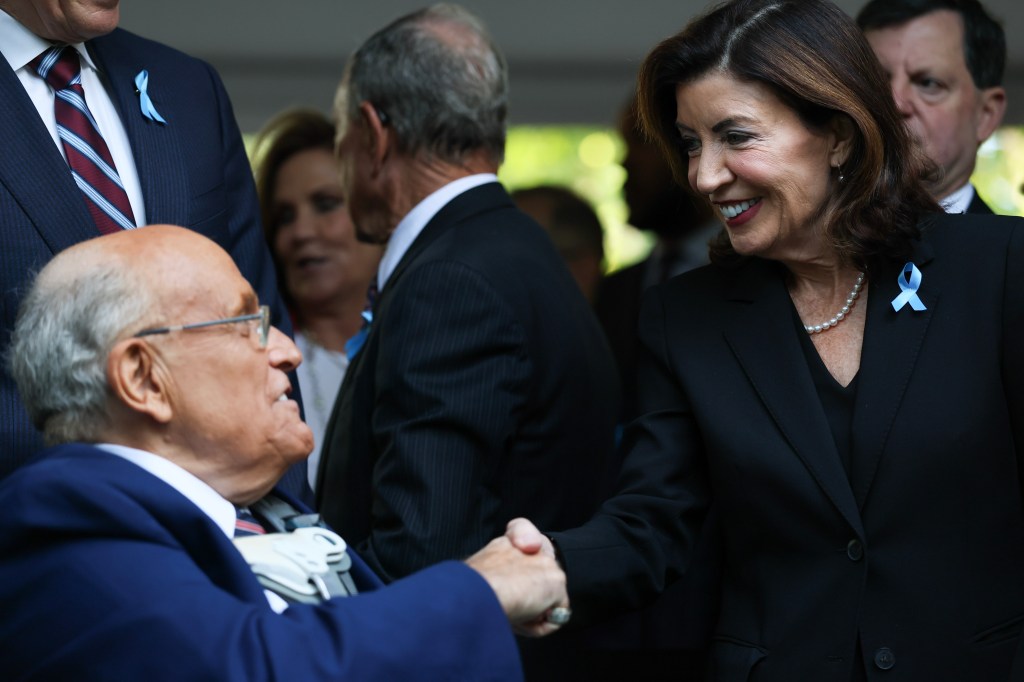 Rudy Giuliani arrives at Ground Zero for 9/11 ceremony in wheelchair ...