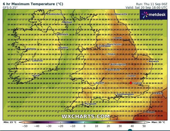 UK weather maps turn toasty red as late September set for 26C 'mini ...