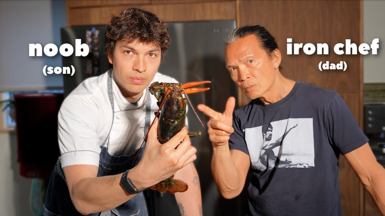 Chef dad teaches son how to cook first time