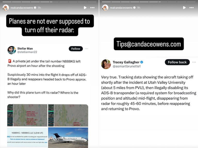 Candace Owens Raises Alarm Over 'Suspicious Jet' That Cut Its Tracker ...