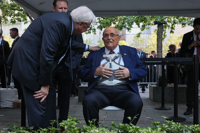 Photos: Rudy Giuliani appears at 9/11 ceremony in brace after being ...