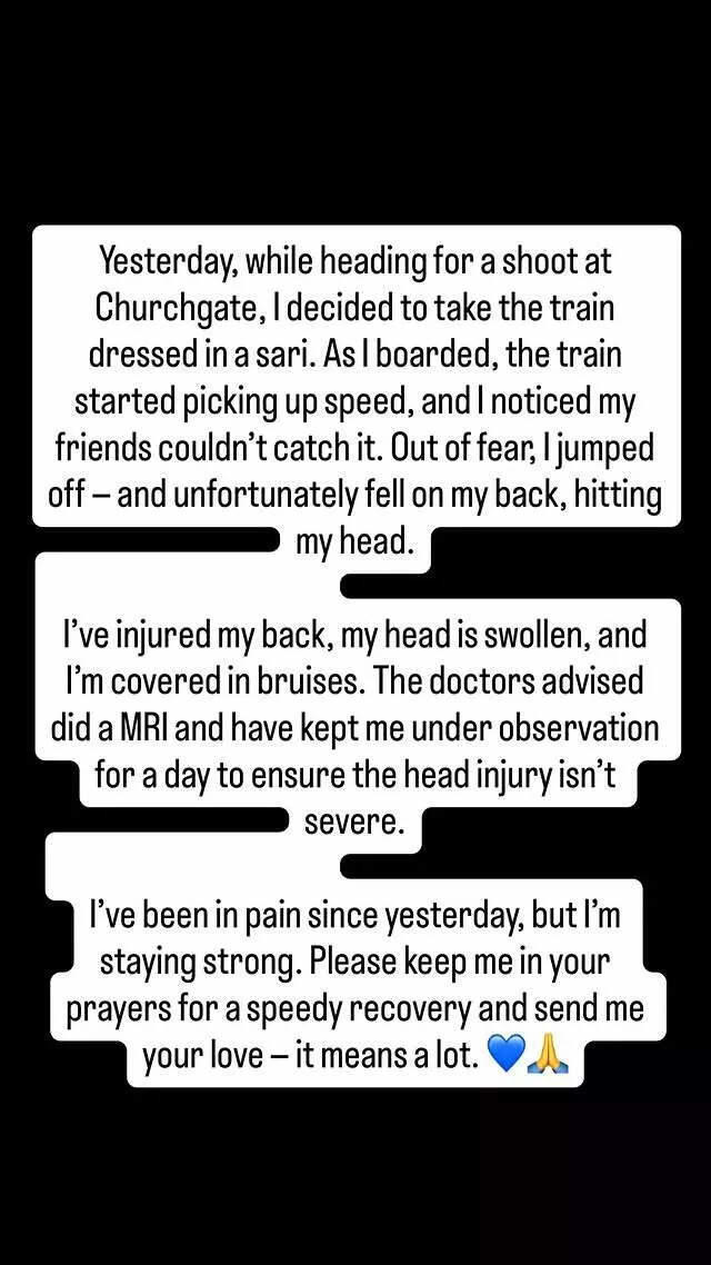 Karishma Sharma injured after jumping off moving train in Mumbai: ‘I've ...