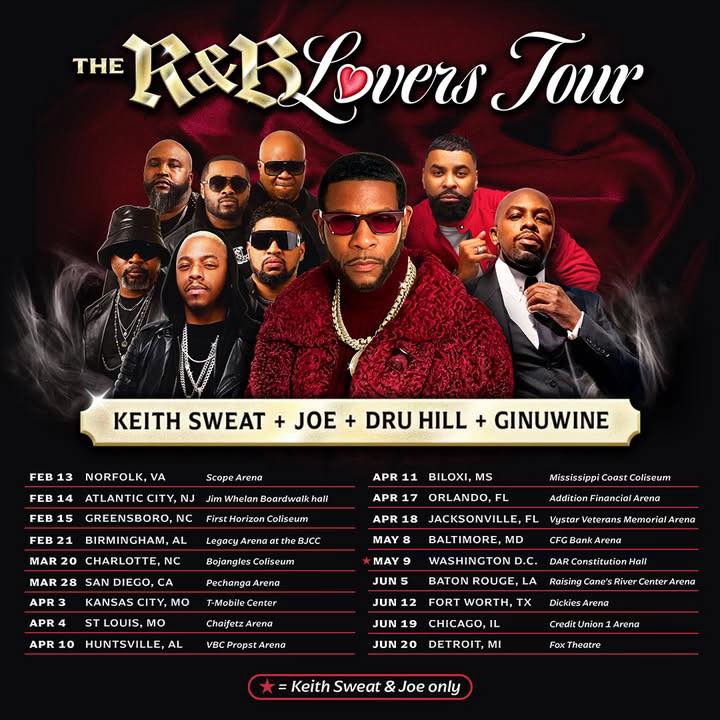 Keith Sweat announces 'R&B Lovers Tour' with Joe, Dru Hill and Ginuwine