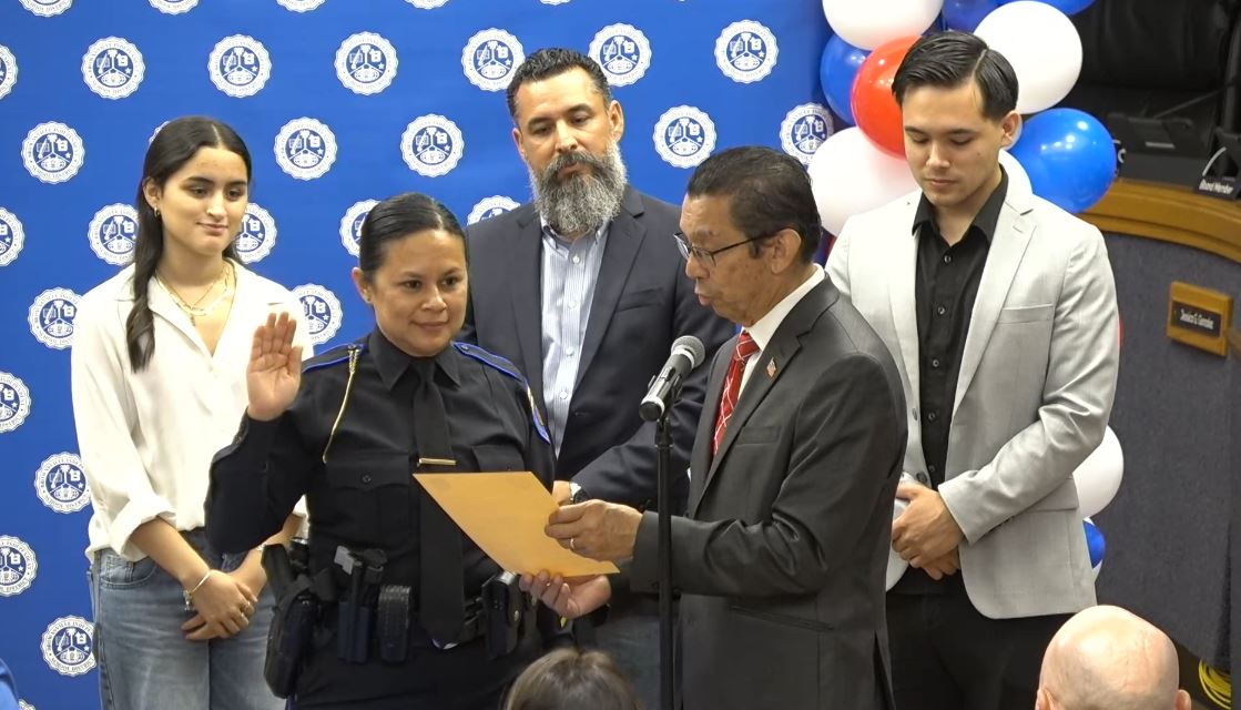 BISD swears in first woman police chief: Anna Gaucin