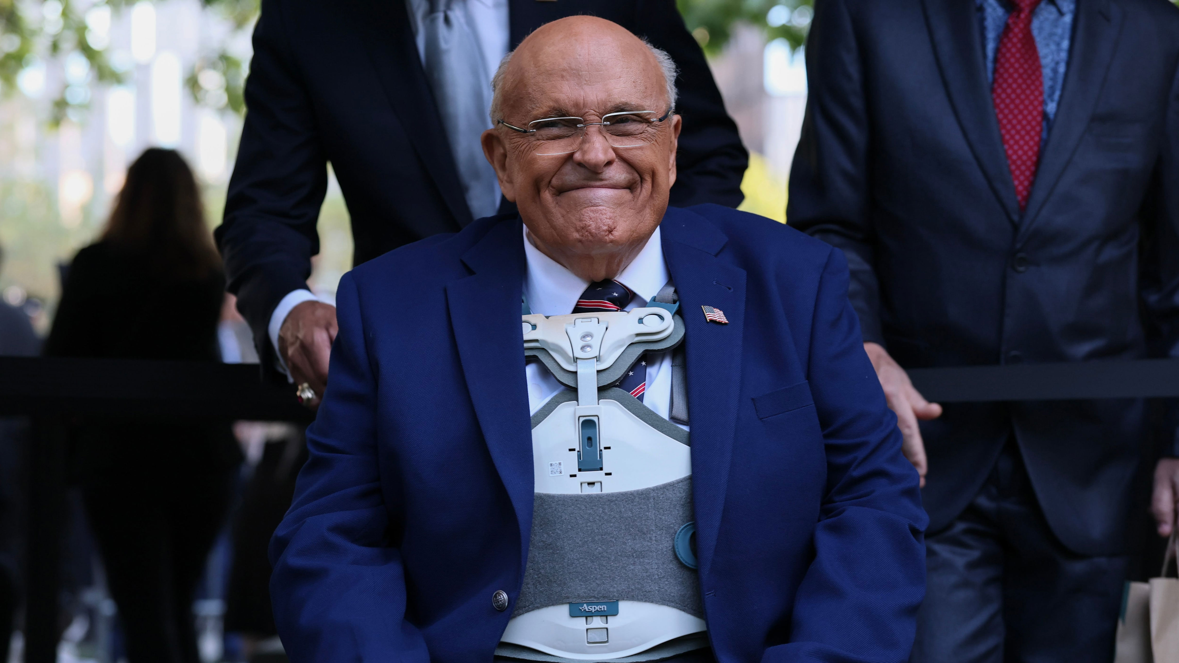 Rudy Giuliani Shows Up at Ground Zero in Body Brace