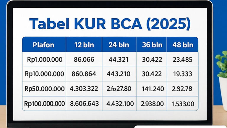 Tabel KUR BCA 2025: Simulasi Angsuran Lengkap 1–100 Juta