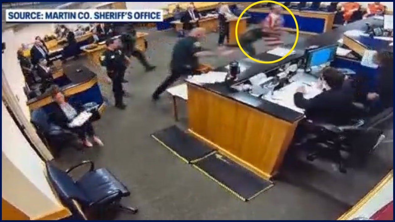 VIDEO: Florida courtroom erupts in chaos after man allegedly attacks ...