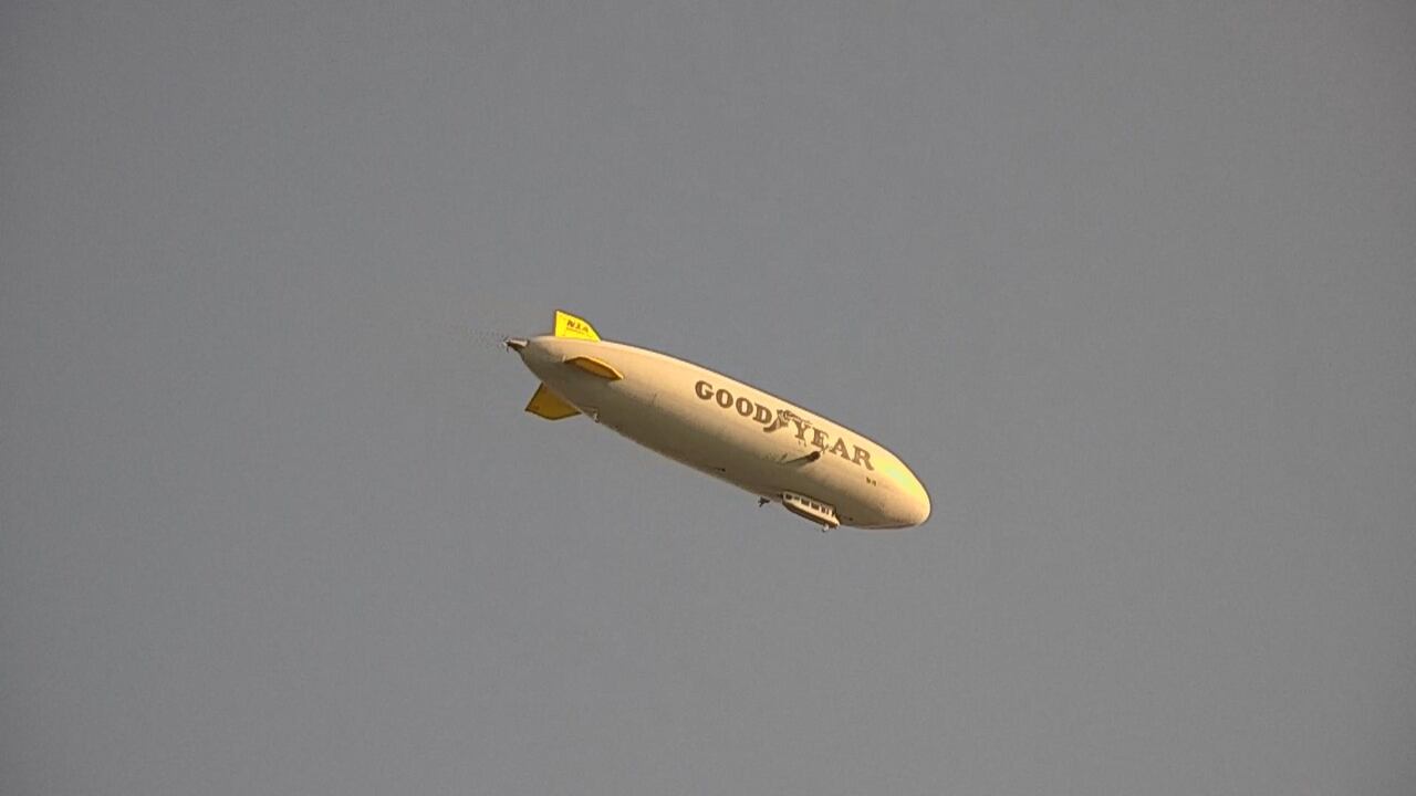 Goodyear blimp appears over the Detroit skyline as city hosts top auto ...
