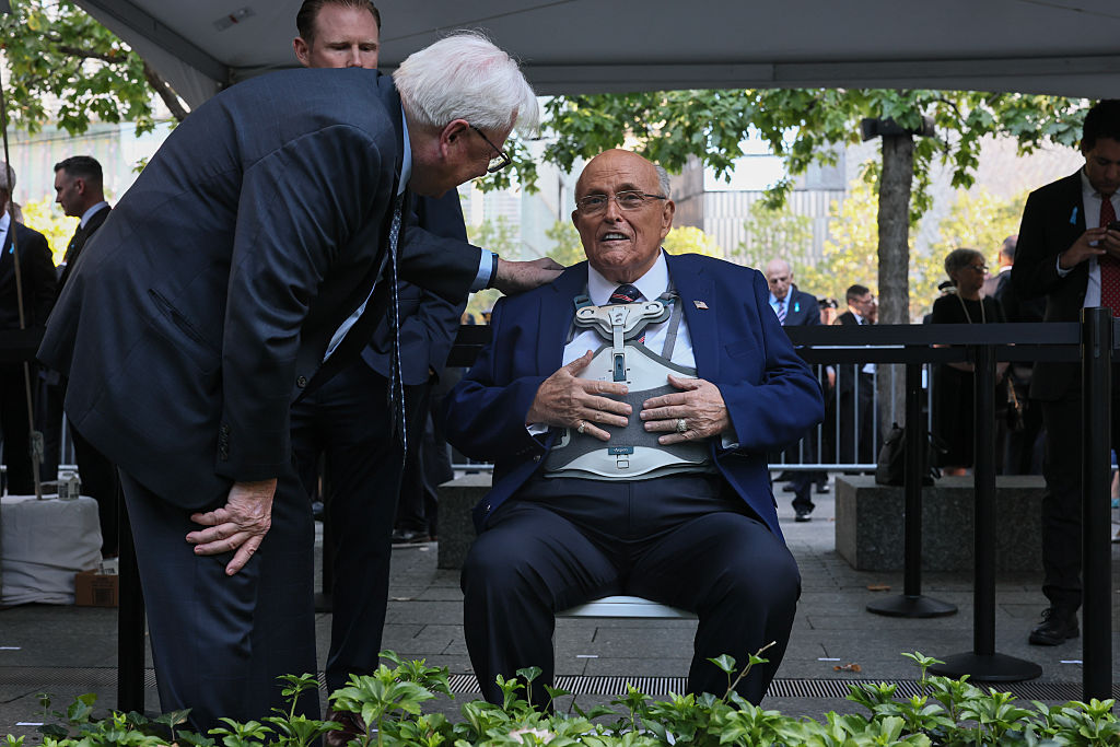 Photos: Rudy Giuliani appears at 9/11 ceremony in brace after being ...