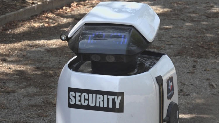 AI-powered security robots patrolling Austin neighborhoods