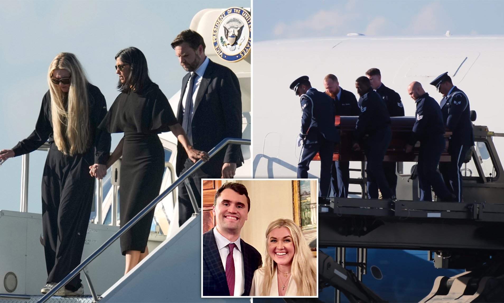 Powerful moment Charlie Kirk's widow Erika holds hands with Usha Vance ...