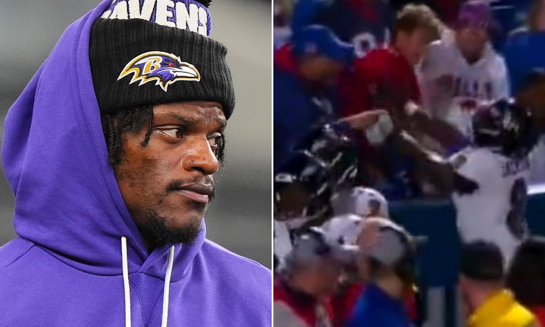 Lamar Jackson sends surprising message to Bills fan who shoved Ravens ...