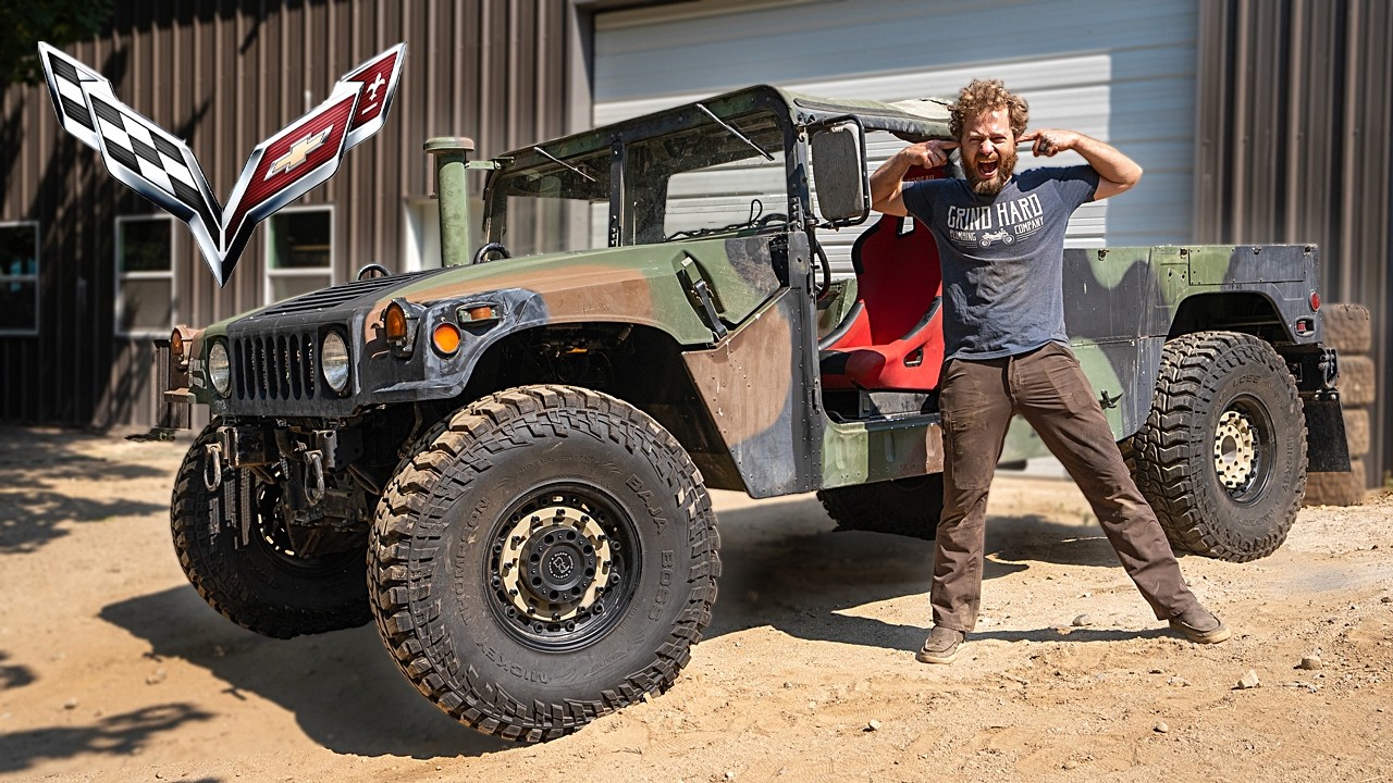 Corvette Humvee Swap First Start! And Drive?