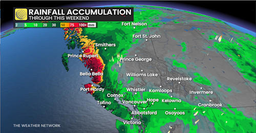 Atmospheric river set to fuel heavy B.C. rains into this weekend