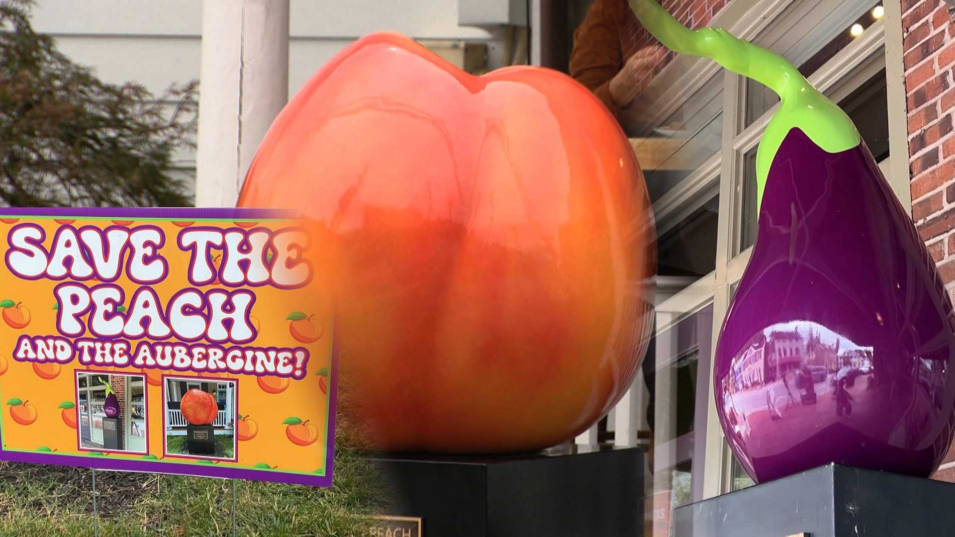 Eggplant, giant peach sprouting controversy in Ellicott City