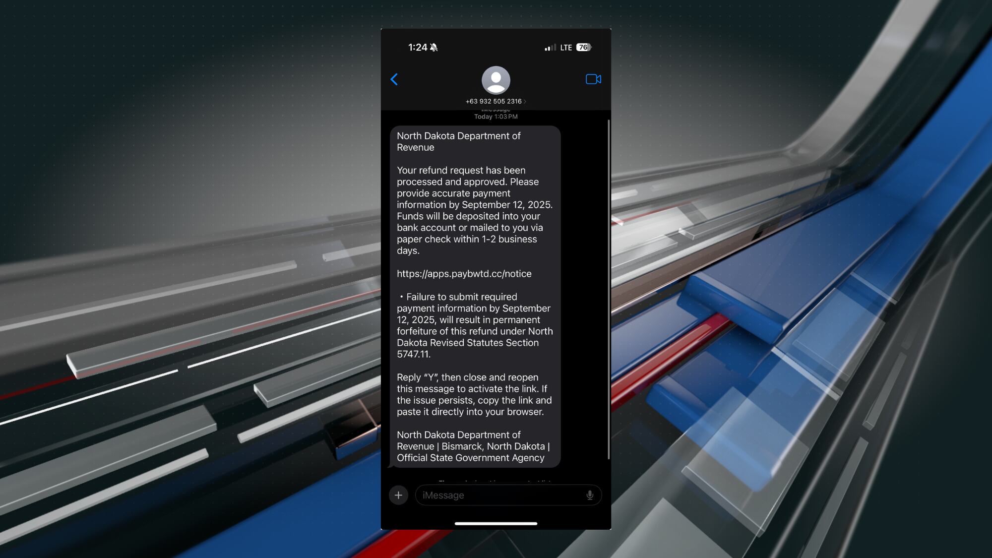 North Dakotans receiving fraudulent tax-related text messages