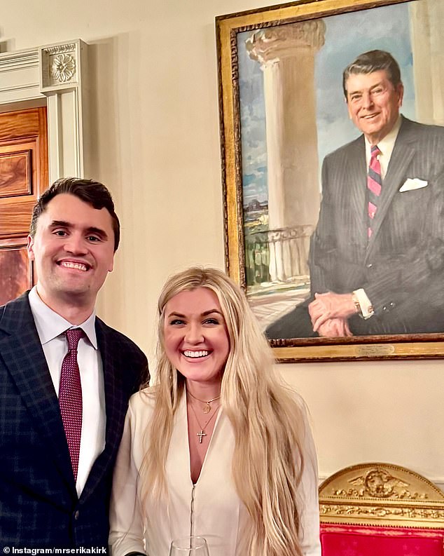 Powerful moment Charlie Kirk's widow Erika holds hands with Usha Vance on Air Force 2