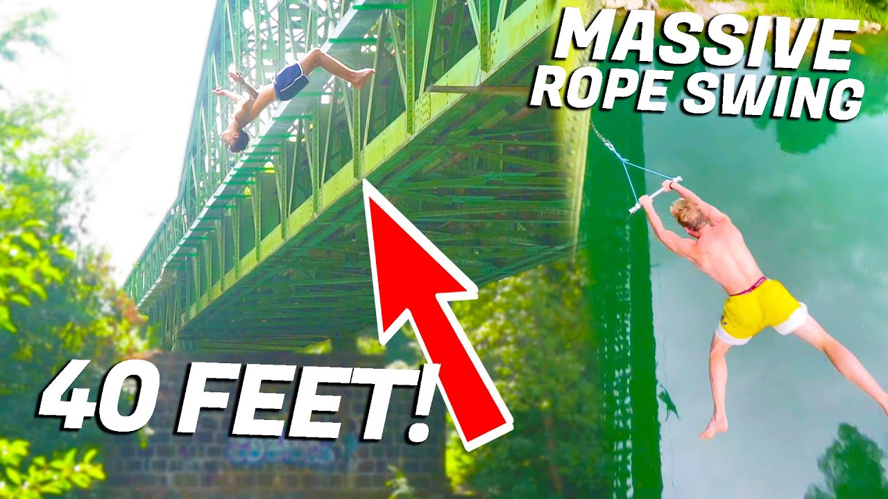Insane 40-Foot Bridge Jump & Epic Rope Swing!