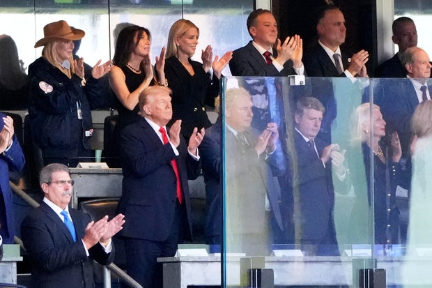 President Trump attends Yankees-Tigers game in the Bronx as pregame ...