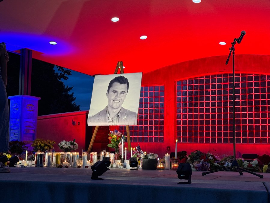 Crowds gather at vigil for Charlie Kirk in Orem City Center Park