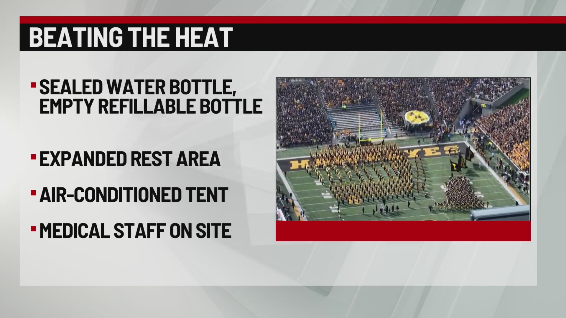 Additional measures at Saturday's game due to high heat, UI Athletics says