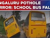 Bengaluru Roads In Shambles: School Bus Plunges Into Pothole, Kids ...