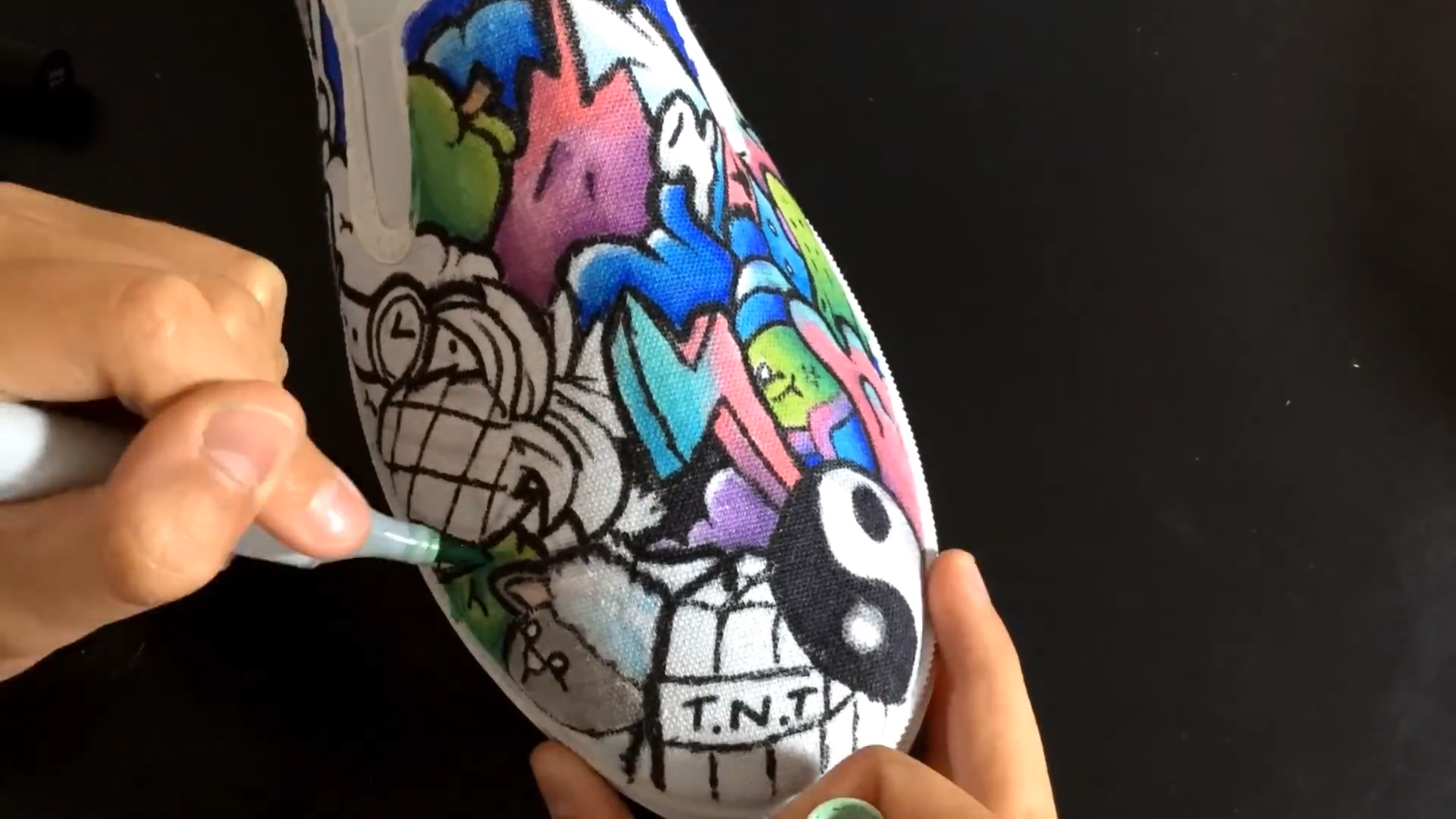 Custom Doodle on White Shoes with Markers