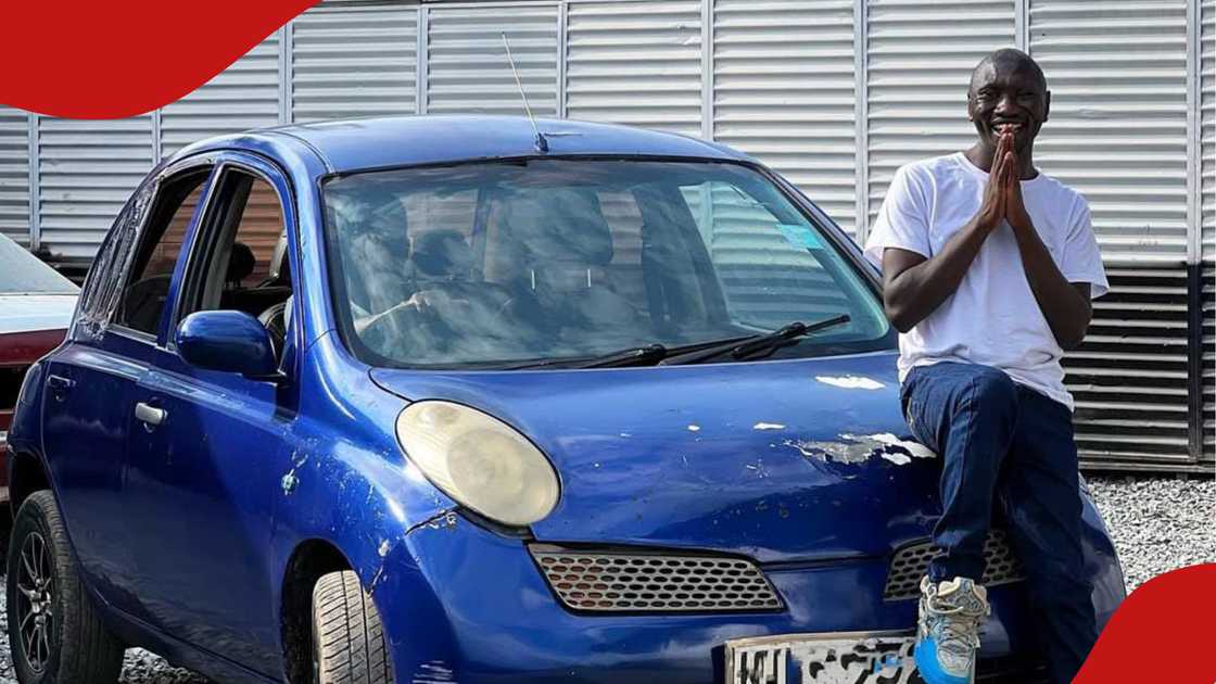 Stivo Simple Boy flaunts beat-up Nissan March he's bought, netizens react