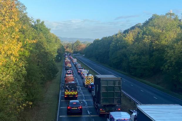 Man arrested after A449 crash which left vehicle on its side