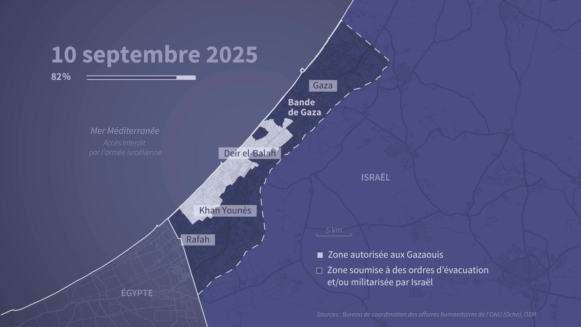 CARTE ANIMÉE : la bande de Gaza depuis mars 2025