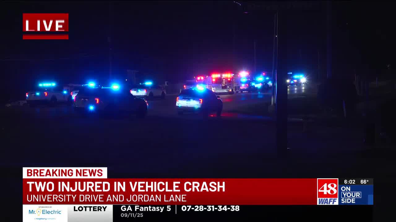 Two taken to hospital following early morning crash in Huntsville