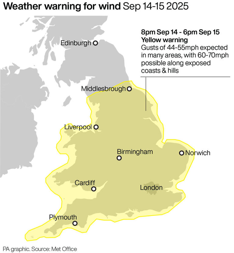 Met Office warning expanded and power-cut alert issued with winds up to ...