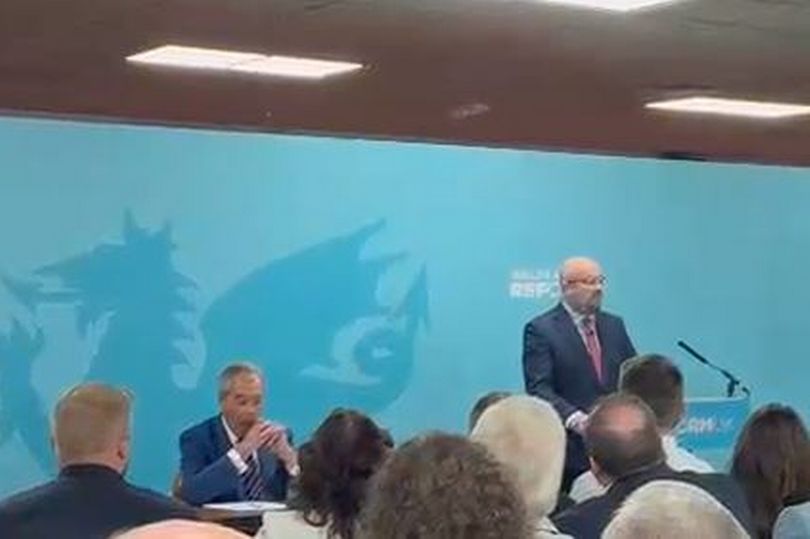 Nigel Farage 'makes a face' as new candidate speaks Welsh