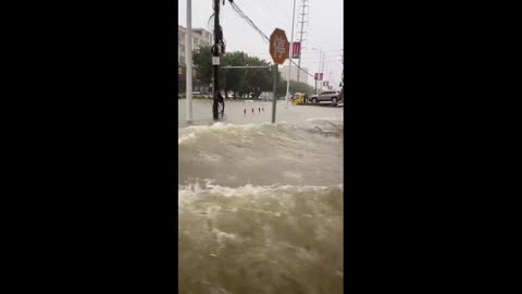 China: Heavy Downpour Floods Streets in Hebei