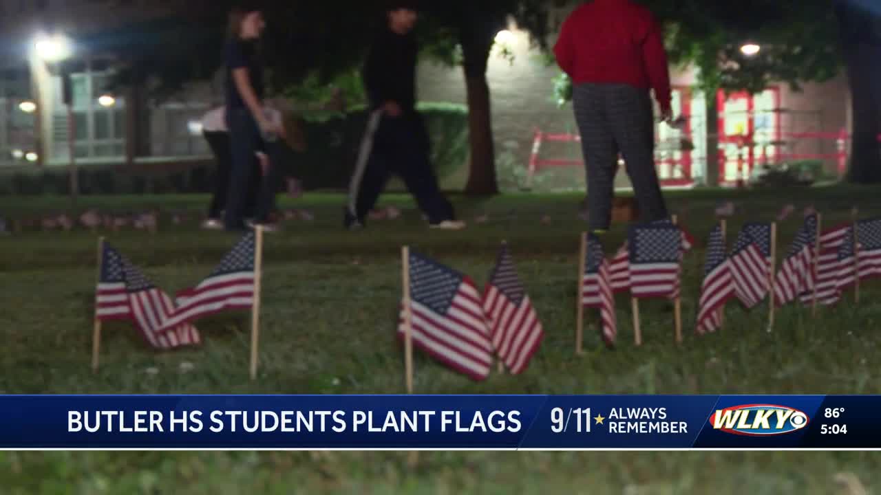 Butler HS students plant flags for 9/11