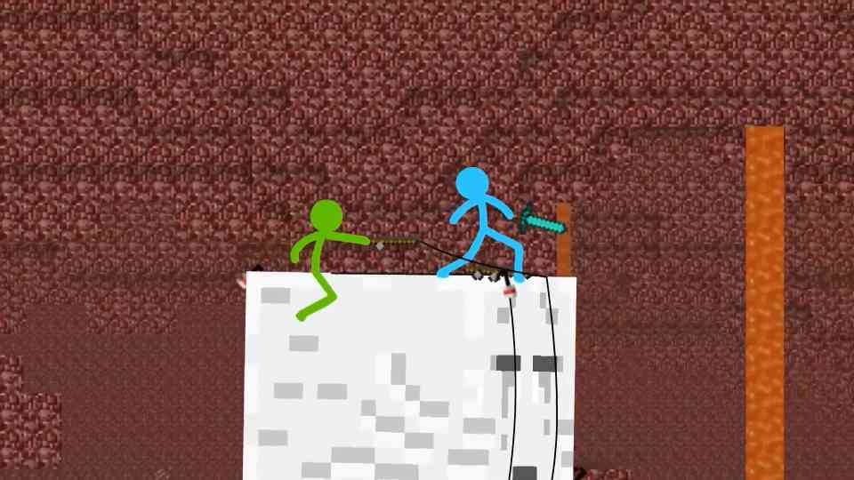 PvP Nether Villagers: Stick Figures Clash in Lava Land