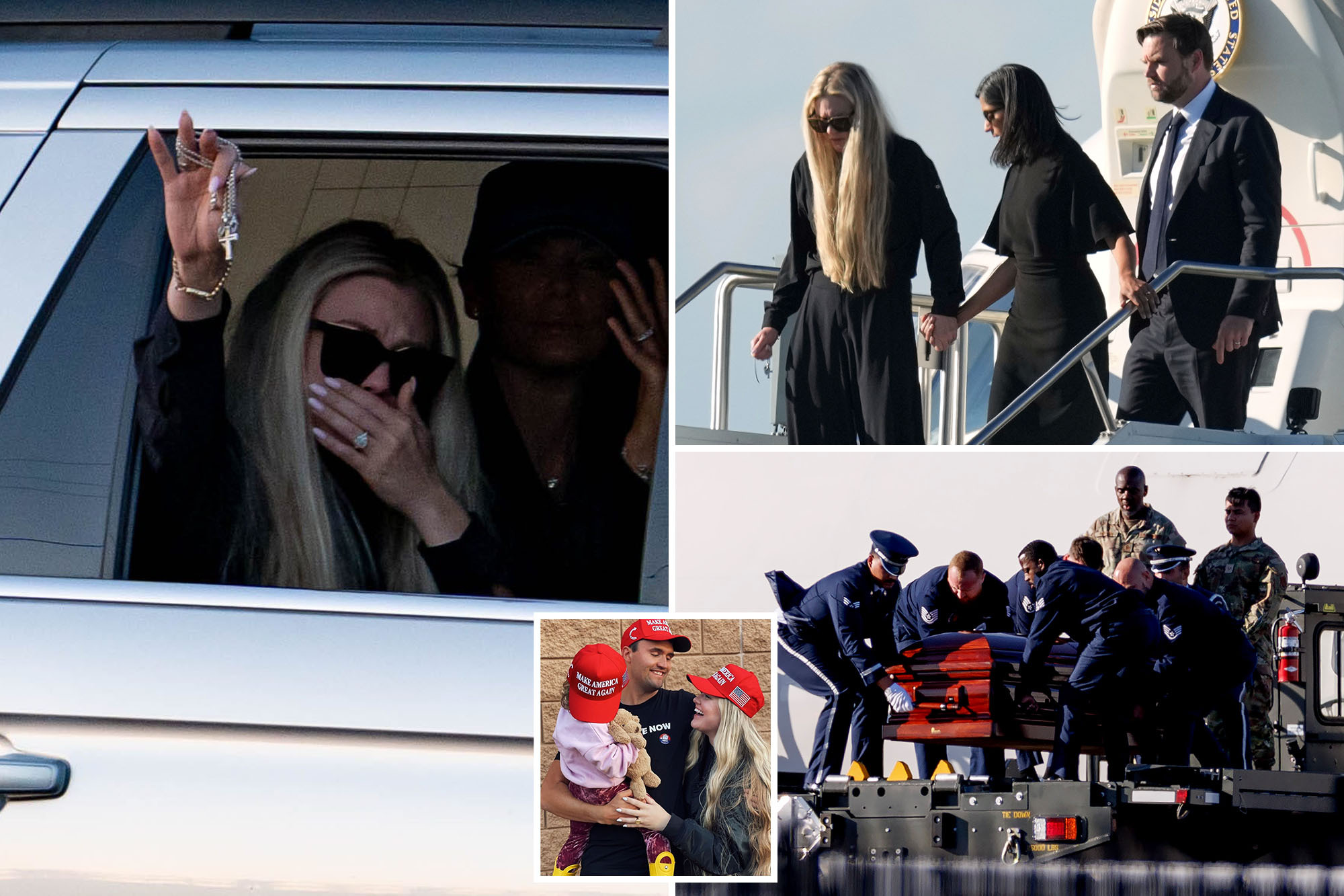 Charlie Kirk’s widow, Erika, fights back tears while waving to ...