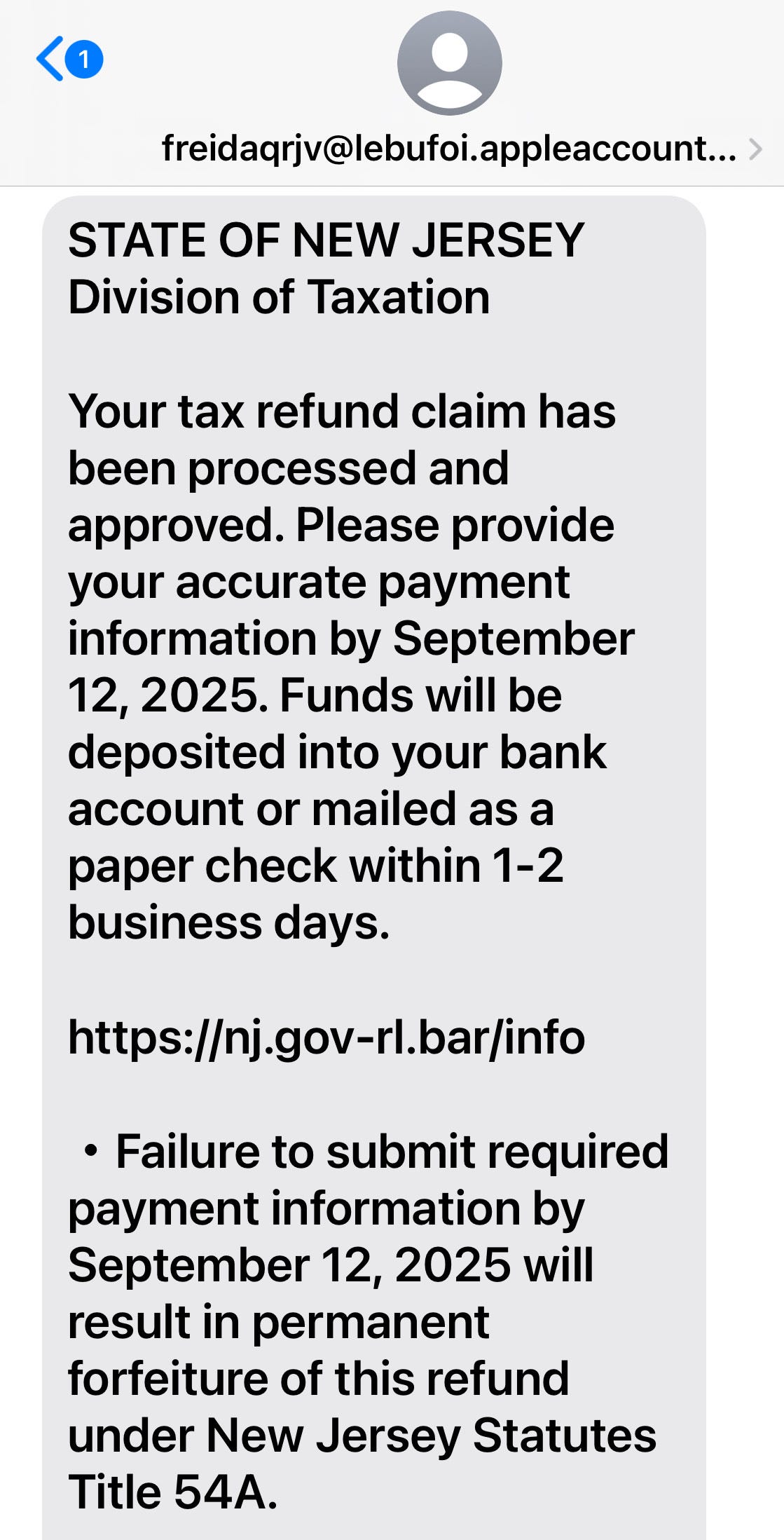 Yup, another scam. New Jersey Division of Taxation isn't texting you ...