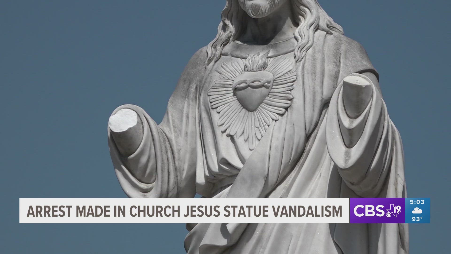 Arrest made in vandalism of Jesus statue outside East Texas Catholic church