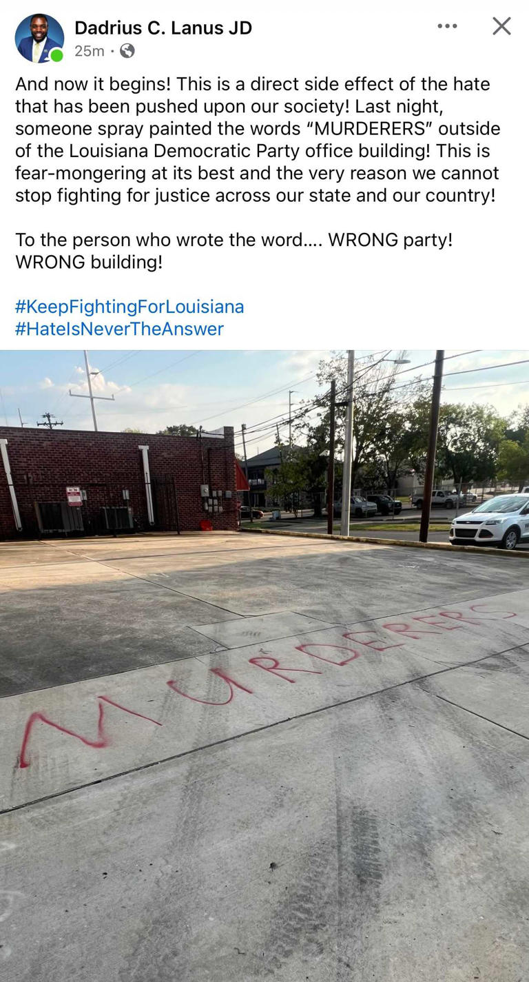 Louisiana Democratic Party headquarters vandalized