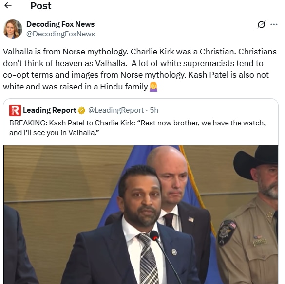 Why Kash Patel's see you in Valhalla message to Charlie Kirk sparked ...