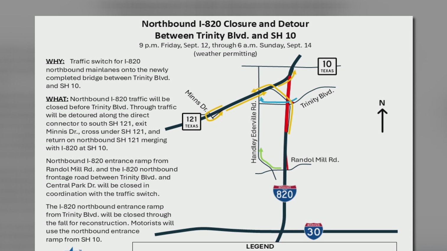 Weekend traffic alert: Northbound 820 closed at Trinity Boulevard for ...
