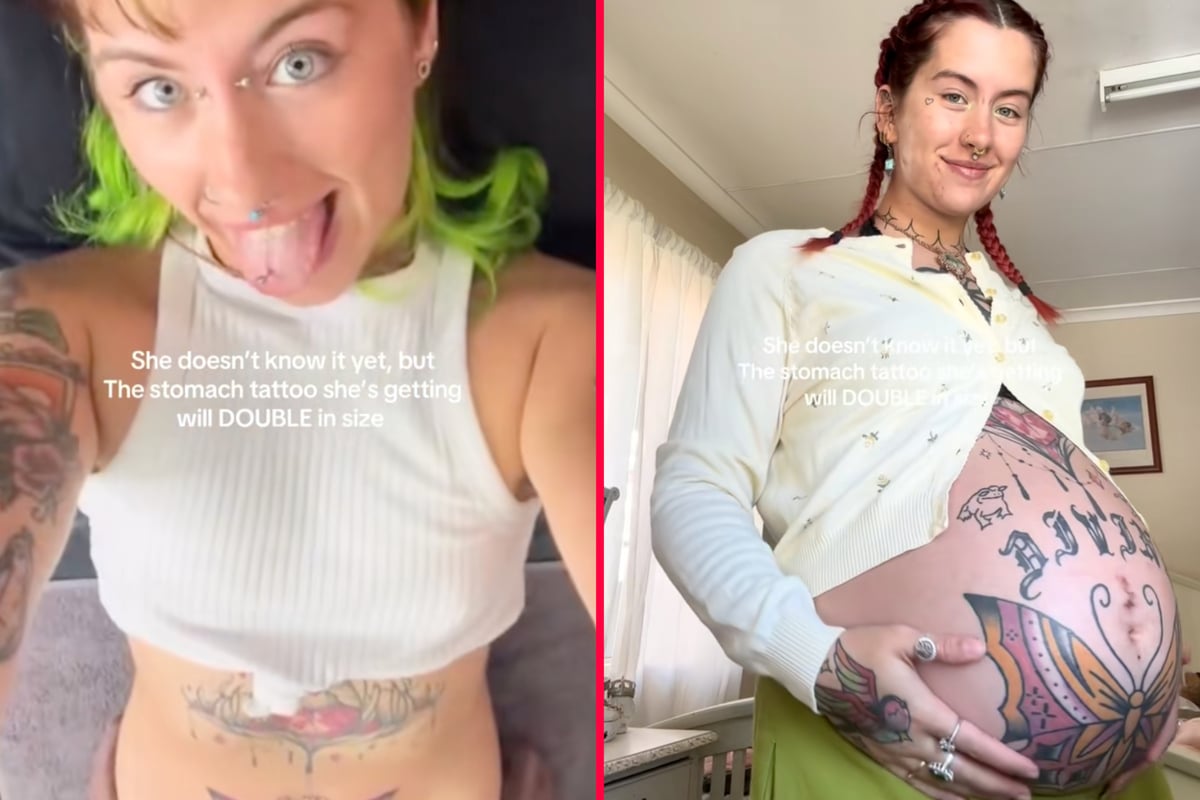 Pregnant woman's tattooed baby bump stuns with special meaning