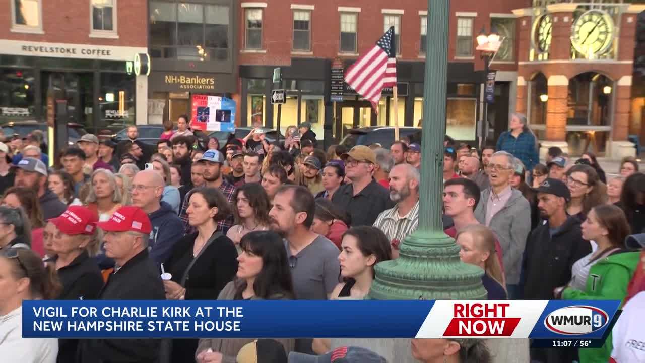 Vigil for Charlie Kirk held at the New Hampshire State House Friday night