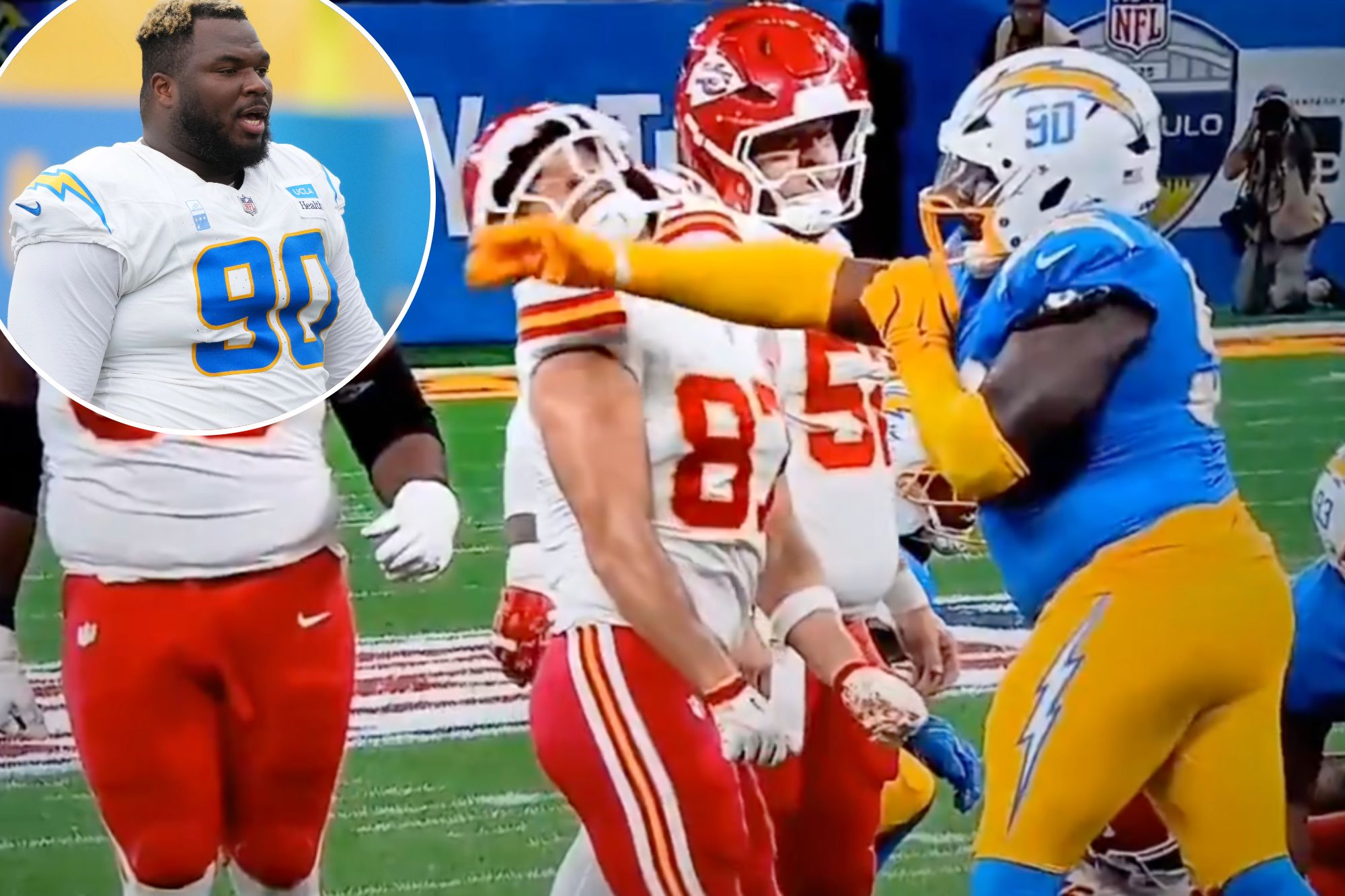 Chargers lineman Teair Tart gets fined by NFL for Travis Kelce Week 1 slap