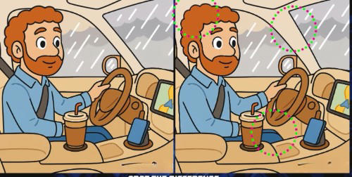 Spot the 3 Differences in Man Driving Car Beat the 47-Second Challenge!