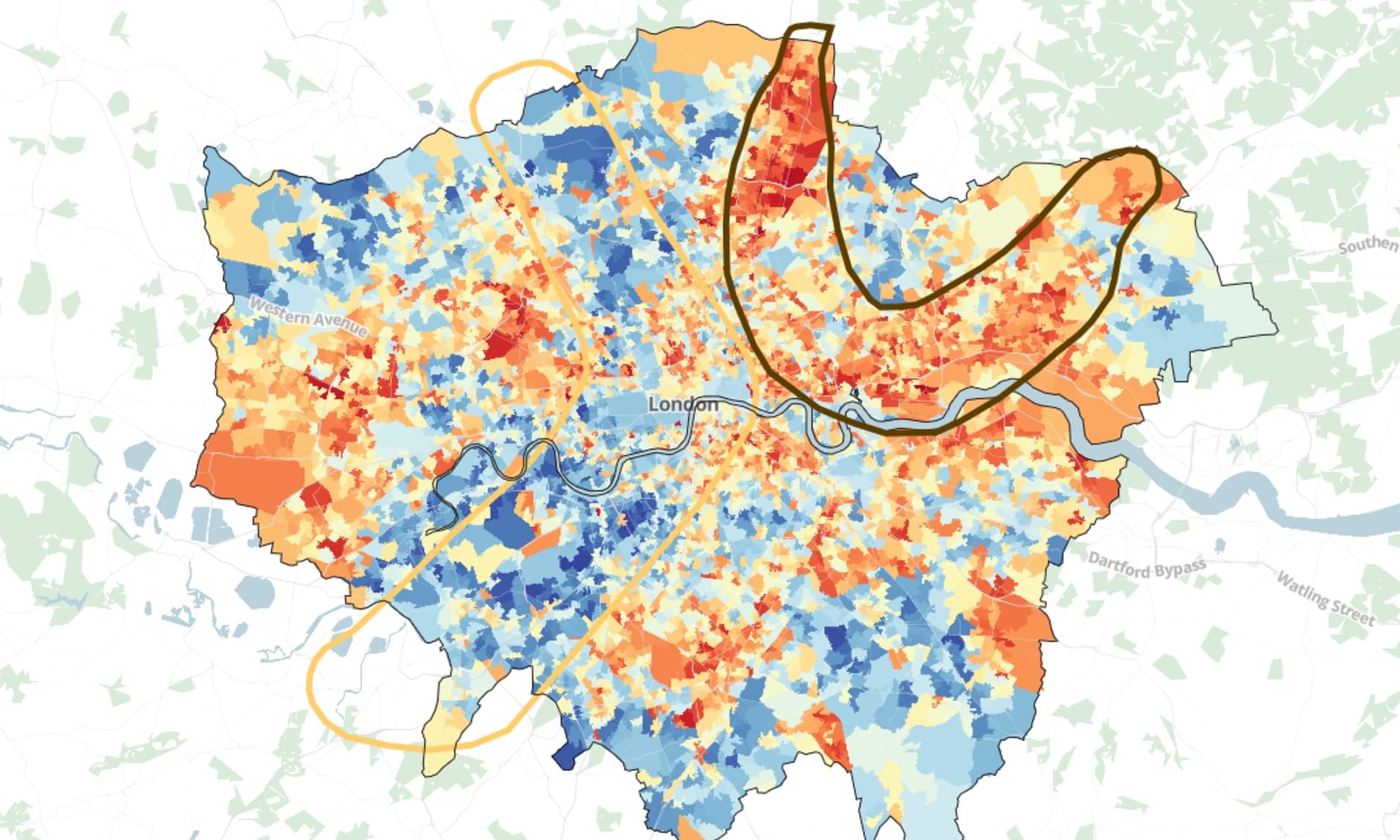 London's ROTTEN 'banana': The worst places to live in the capital ...